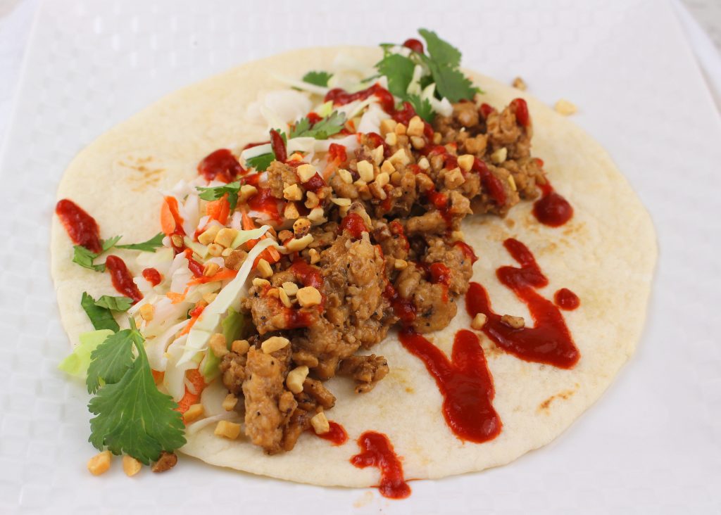 spicy asian chicken tacos wide